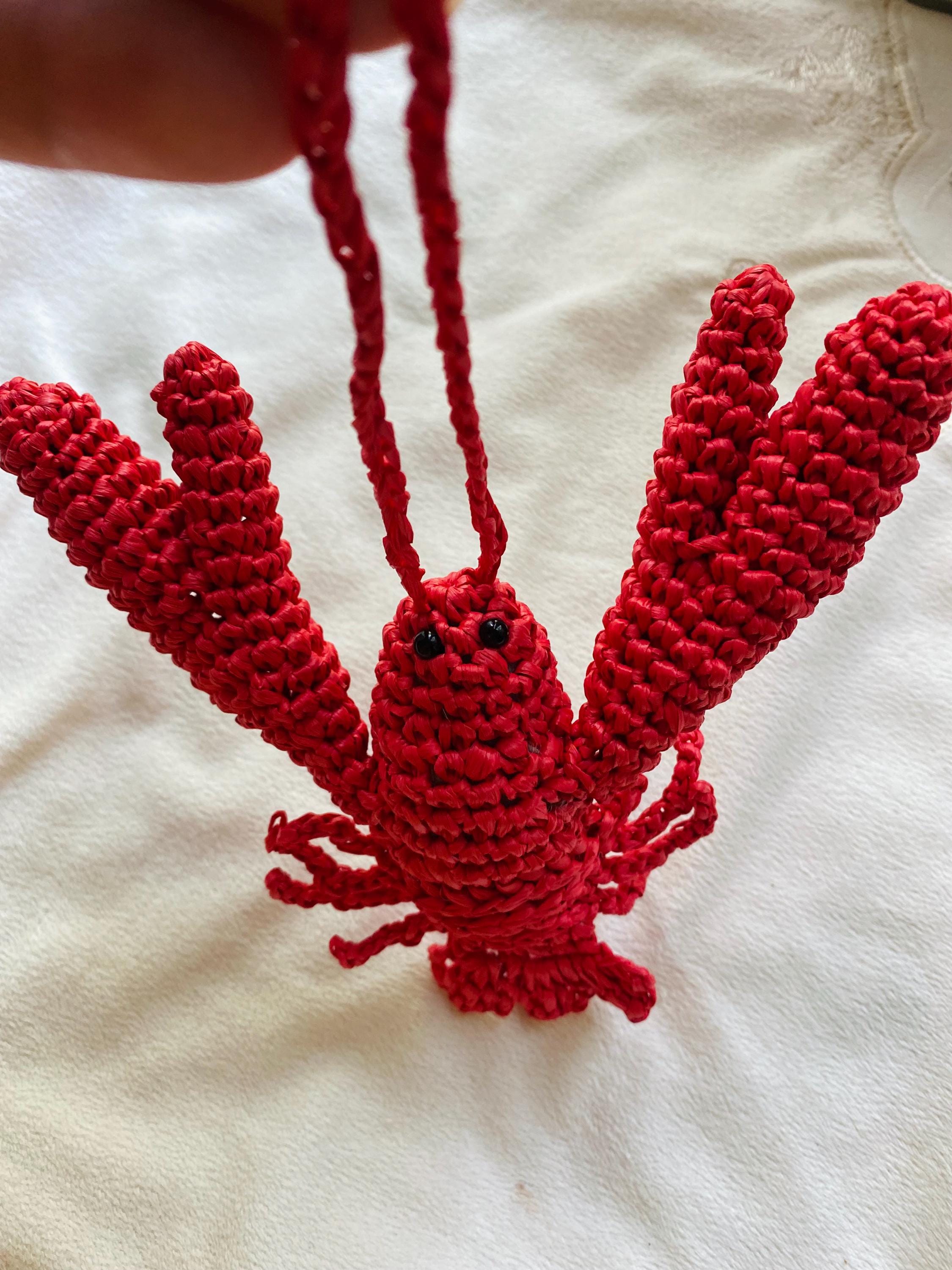 Crochet Raffia Lobster Keychain: Nautical Beach Bag Charm - Etsy