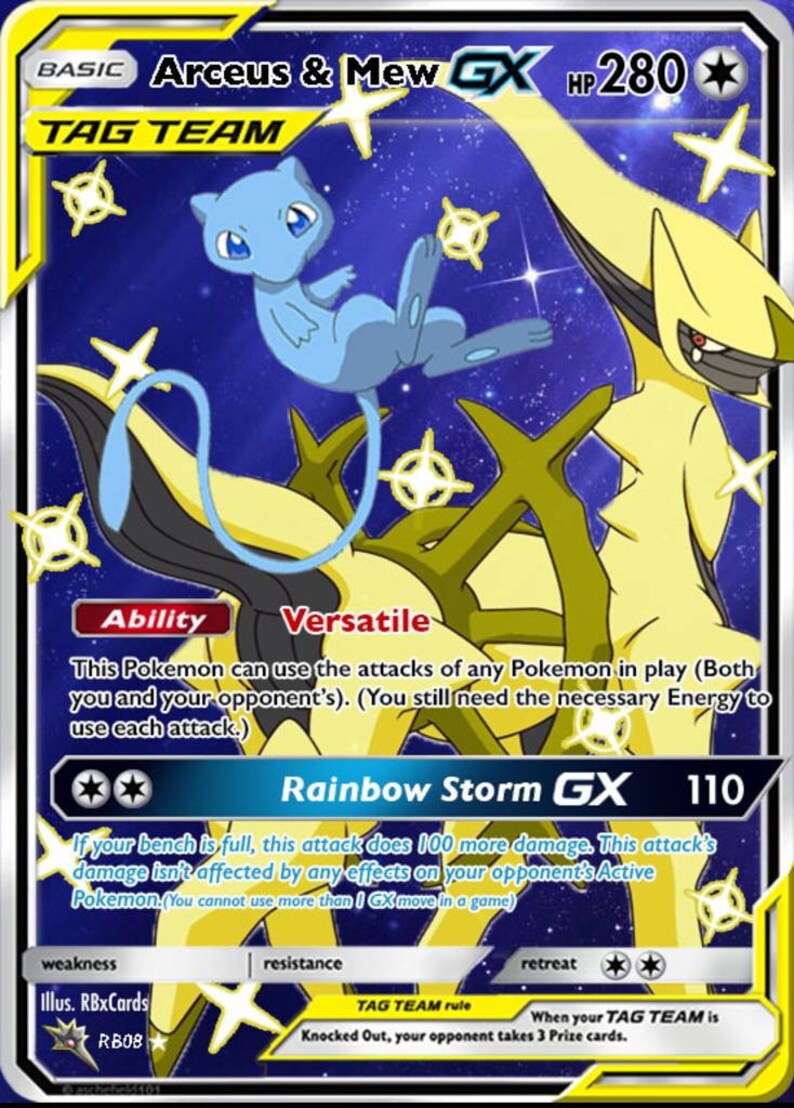 Arceus & Mew Custom Holographic GX Pokemon Card | Etsy