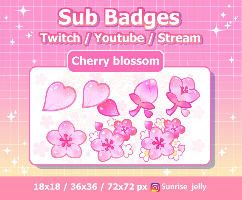 Twitch Sub Badges Cherry Blossom / Bit Badges / Cute Sub - Etsy