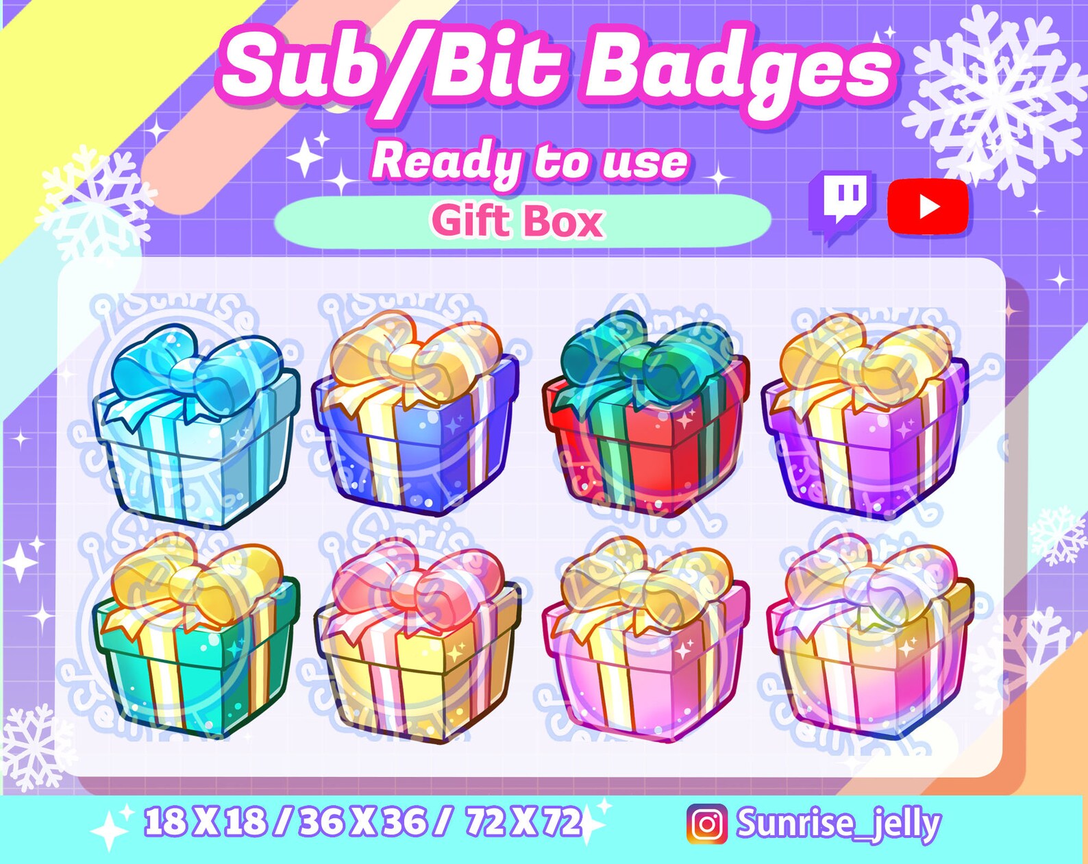 Twitch Sub Badges Gift Box / Bit Badges / Cute / Emote / - Etsy