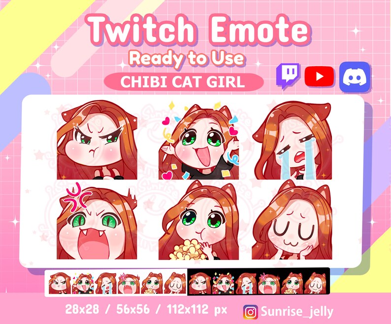 Twitch Emotes / Red Hair Green Eyes / Ginger / Chibi Girl / - Etsy