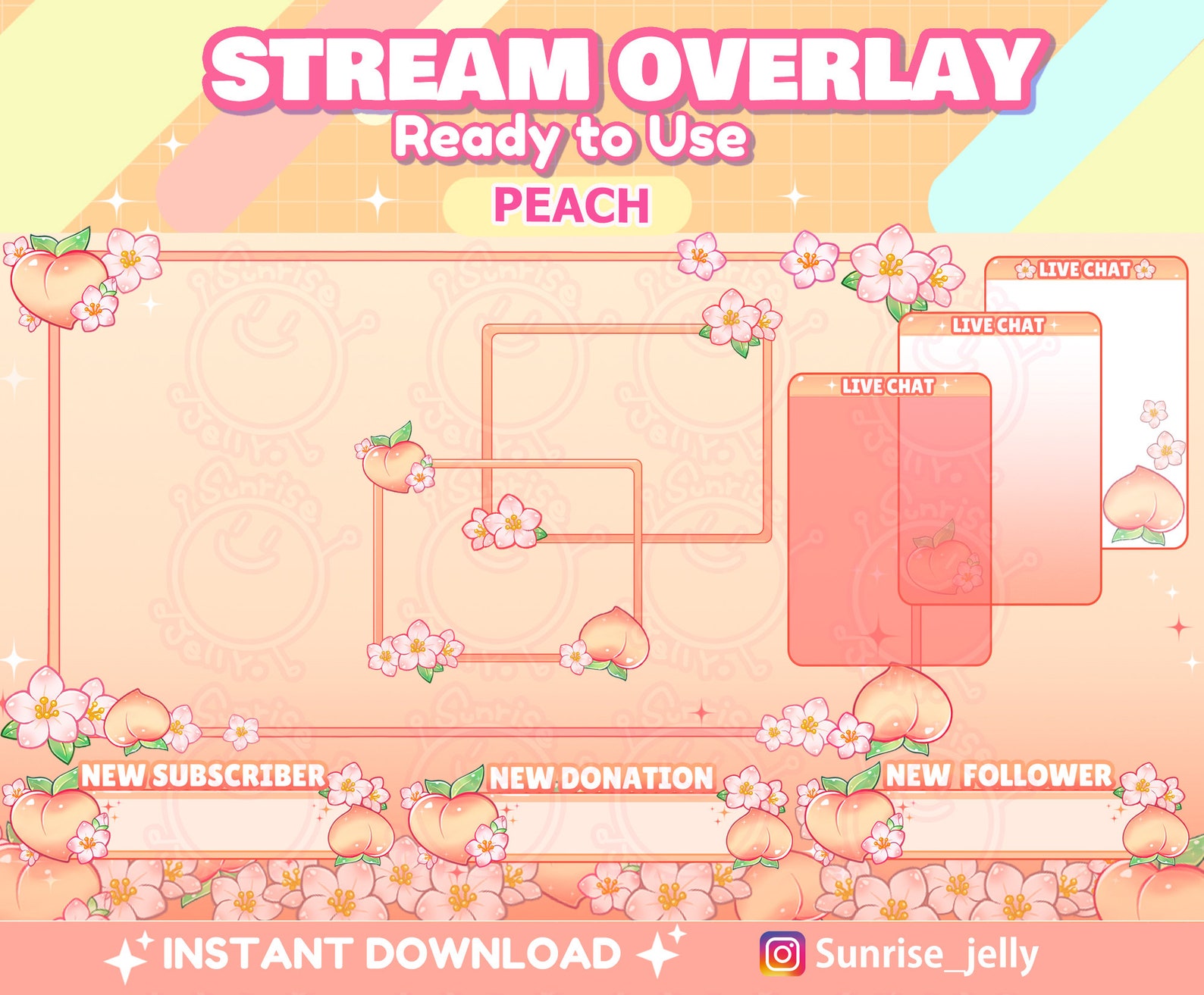 Twitch PEACH Stream Overlay Package / Streamer Graphics / - Etsy