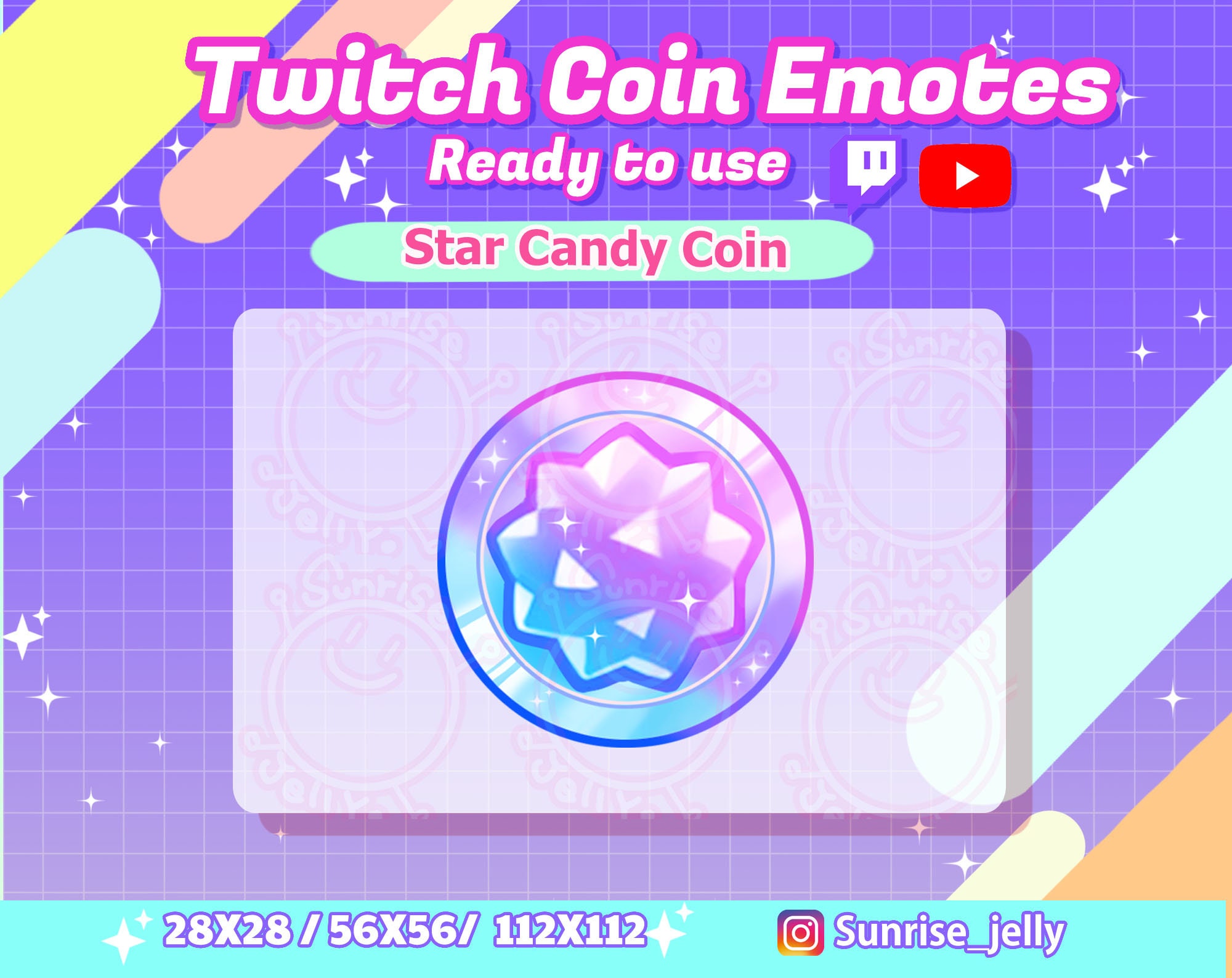 Digital Twitch Emotes Kawaii Channel Point Streamer Discord Star Candy ...