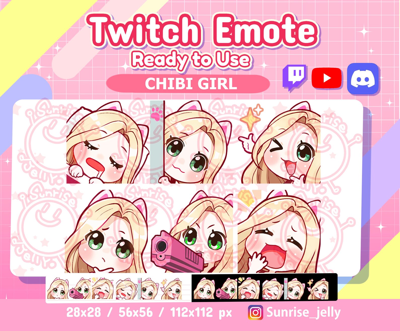 Twitch Emotes MEGA Pack / Platinum Blond Hair Green Eyes / | Etsy