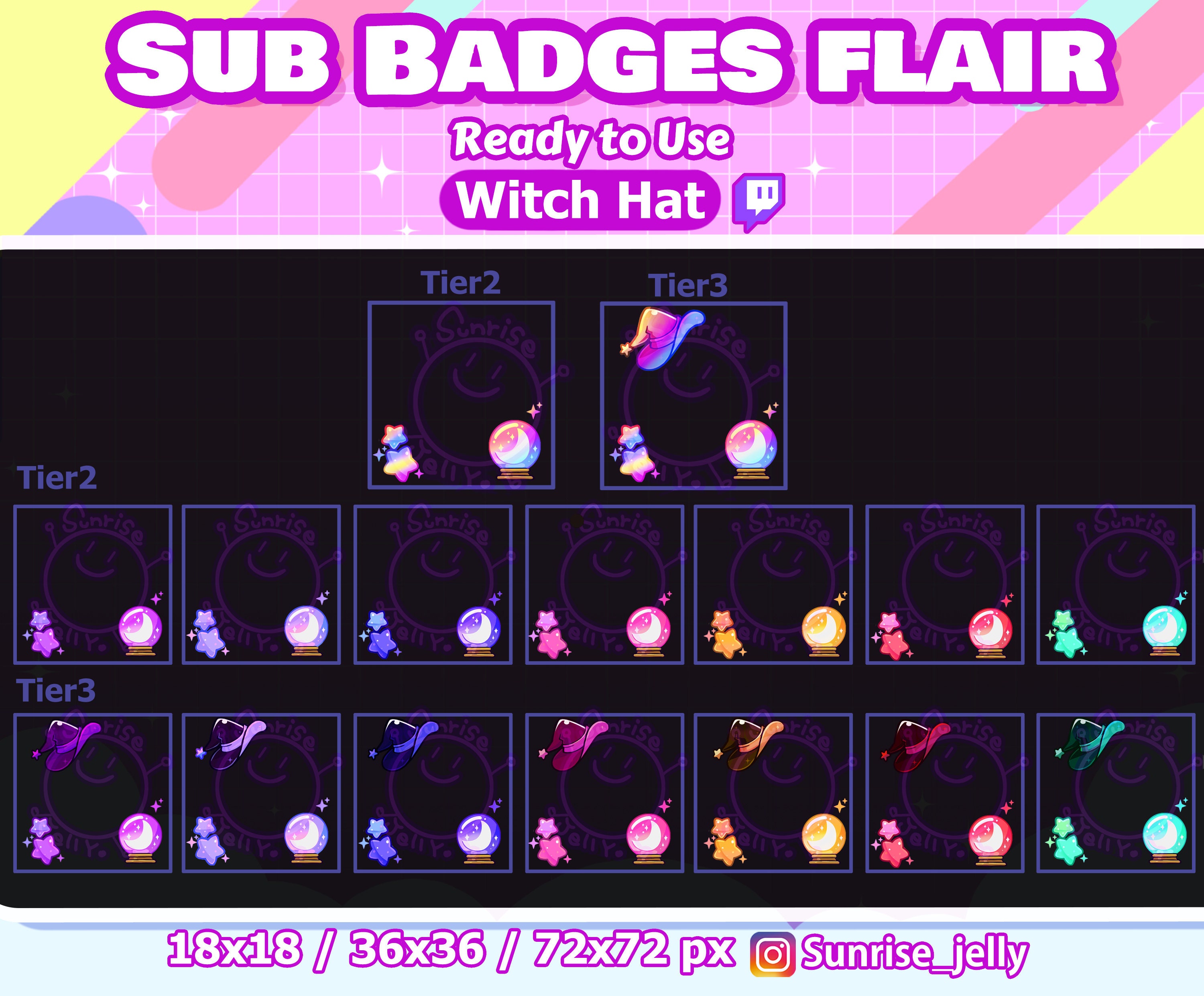 Twitch Sub Badge Flair Witch Hat / Kawaii / Streamer / Bit - Etsy