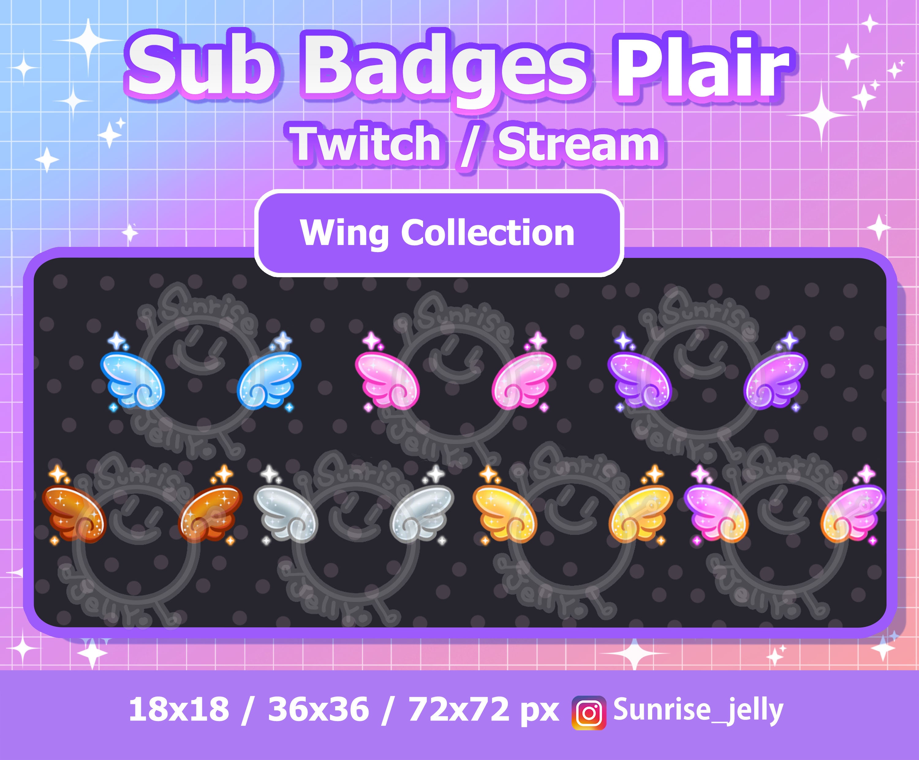 Twitch Sub Badge Flair Wings Flair Collection / Kawaii / | Etsy