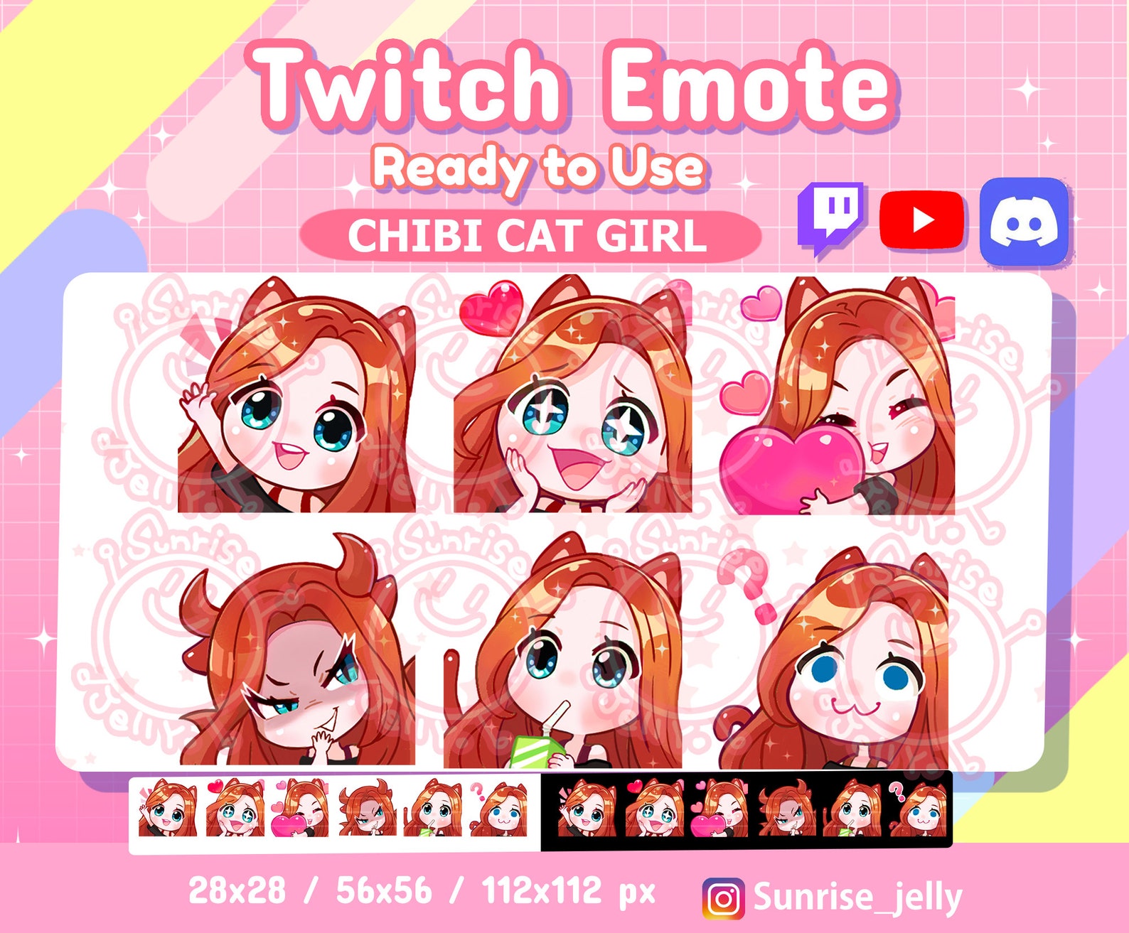 Twitch Emotes / Red Hair Blue Eyes / Ginger / Chibi Girl / | Etsy