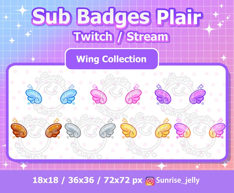 Twitch Sub Badge Flair Wings Flair Collection / Kawaii / - Etsy