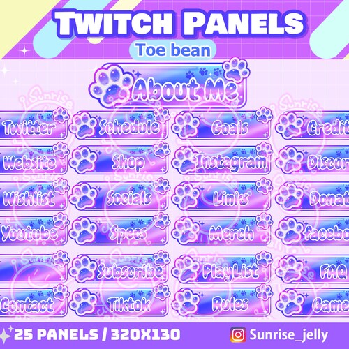 Cute Cat Paws Twitch Panels / Kawaii / Streamer / Pastel / Cat - Etsy