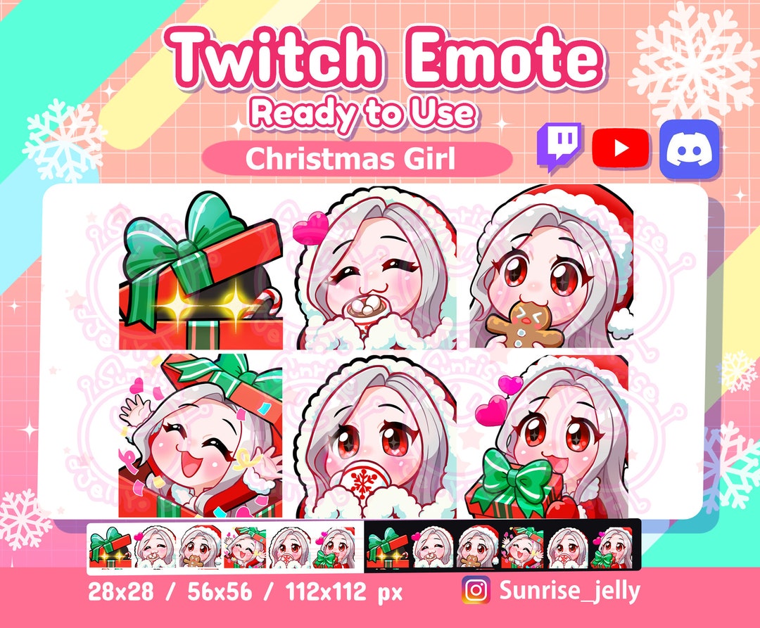 Emotes navideños twitch / Cabello blanco ojos rojos / Santa / Chibi ...