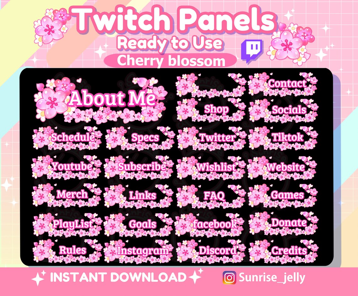 Cherry Blossom Twitch Panels / Kawaii / Streamer / Pastel / - Etsy