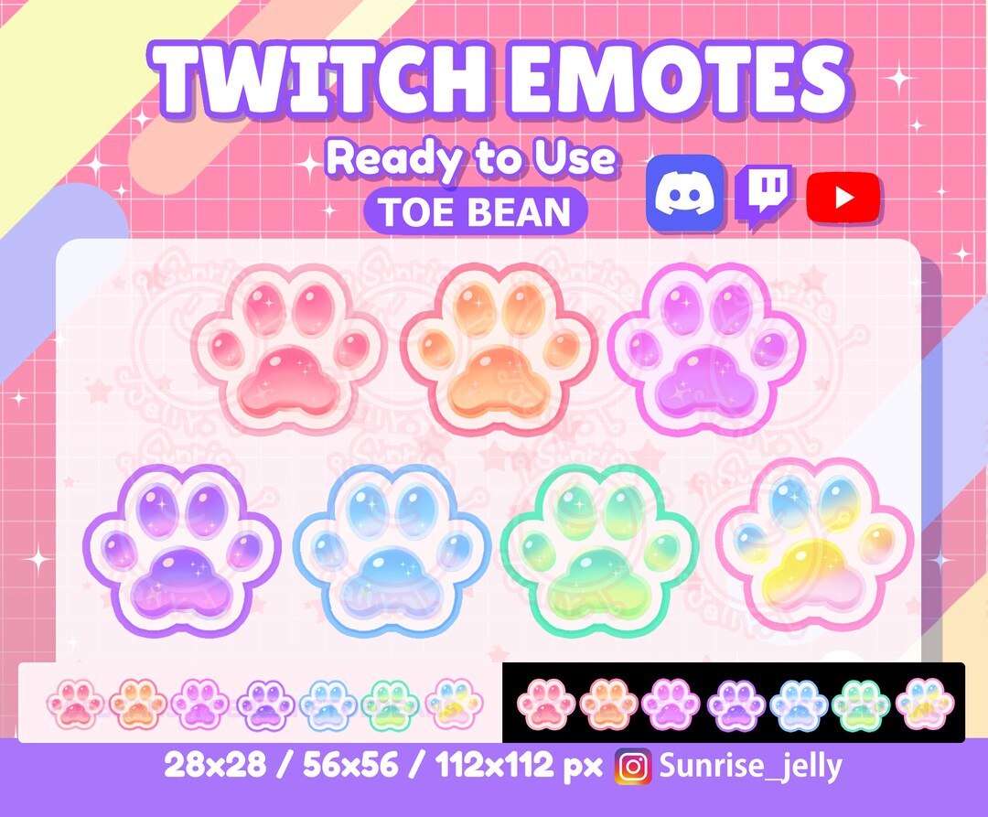 Twitch Emotes Pastel Toe Bean / Channel Point / Cute Cat Dog Paw ...