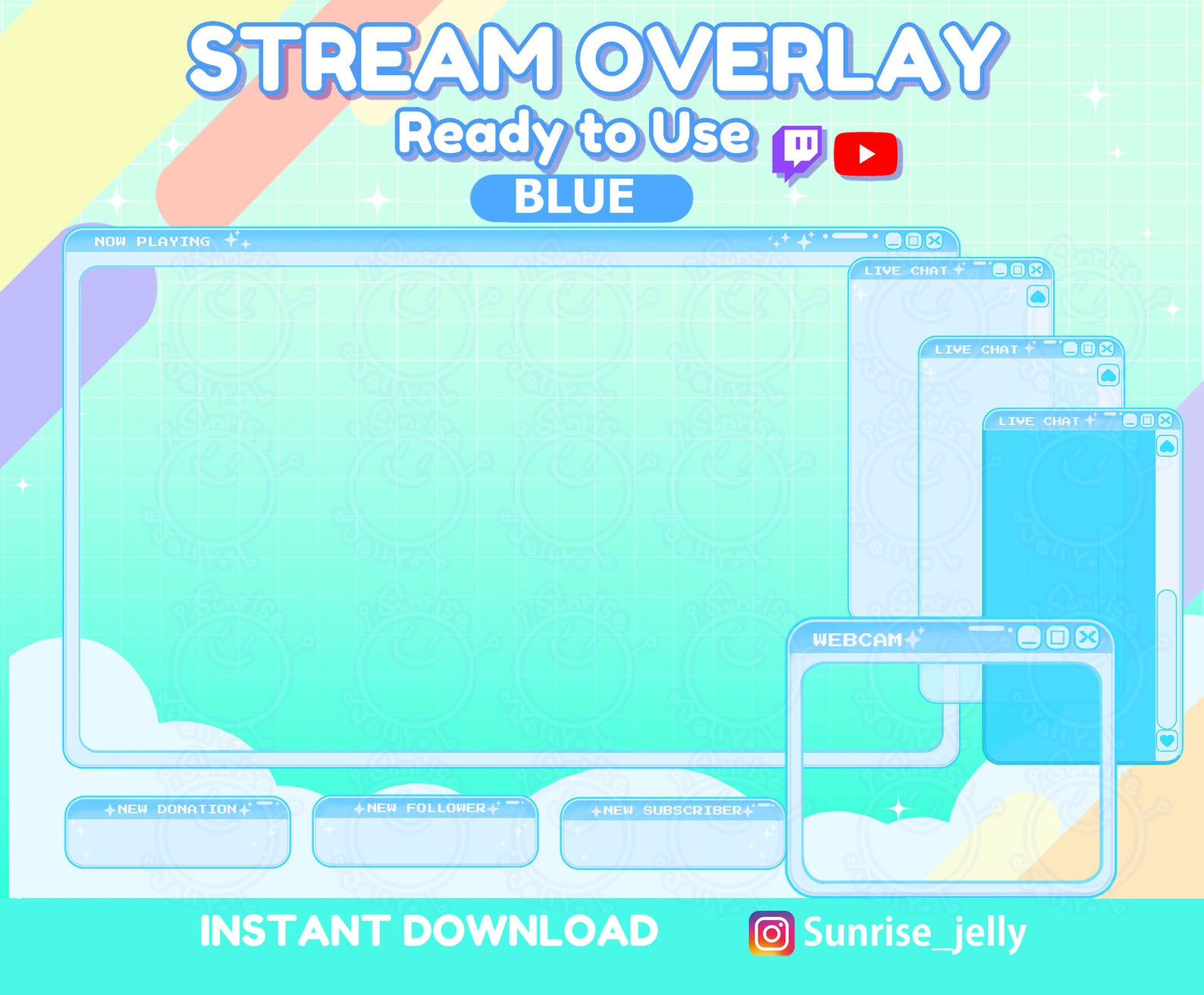 Twitch Stream Overlay Package / Windows Theme / Simple / | Etsy