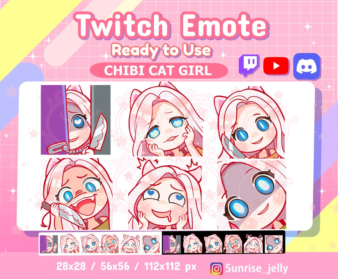 Twitch Emotes / White Hair Blue Eyes / Chibi Girl / Twitch Emotes Pack ...