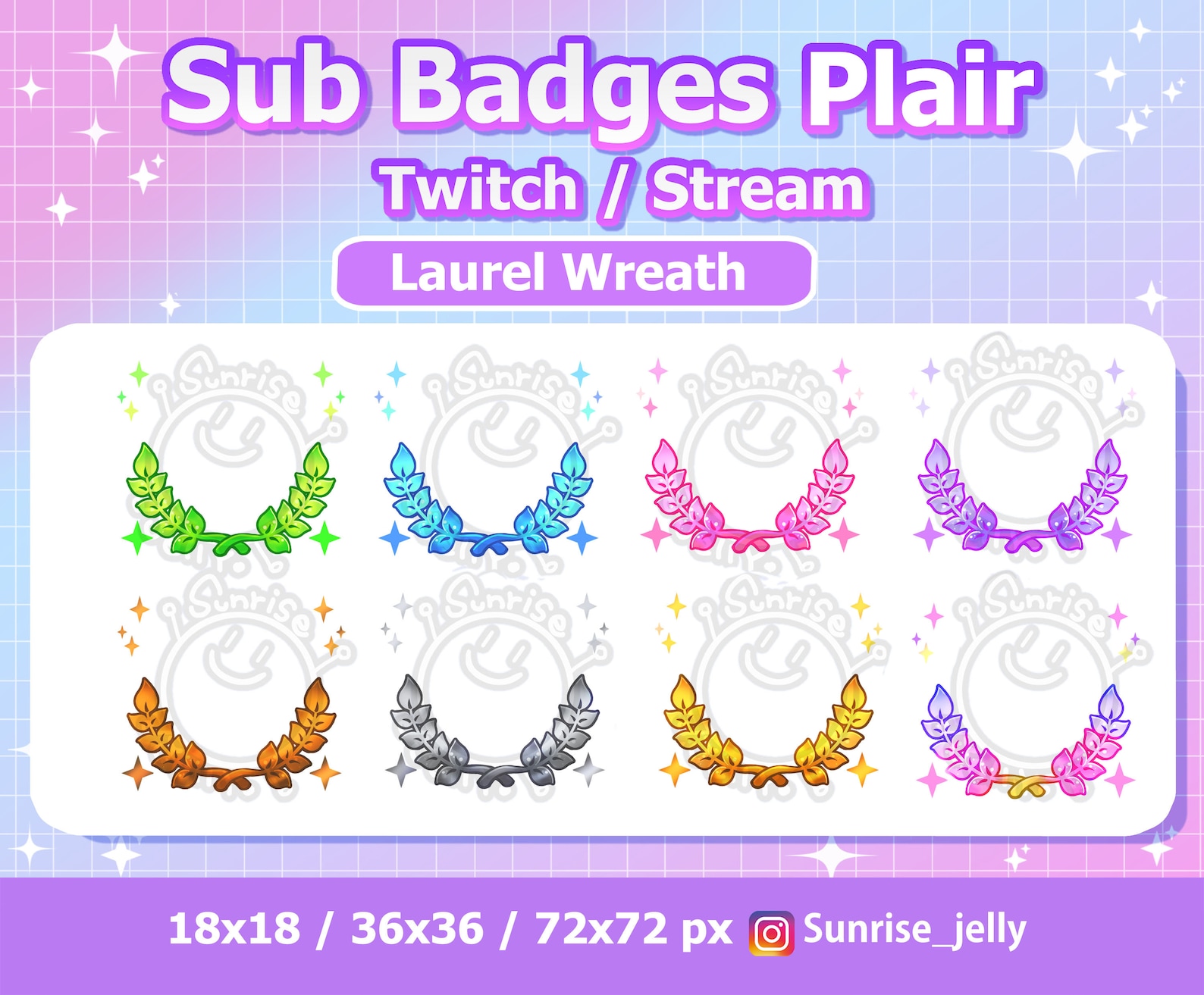 Twitch Sub Badge Flair Laurel Wreath Flair Collection / Kawaii ...