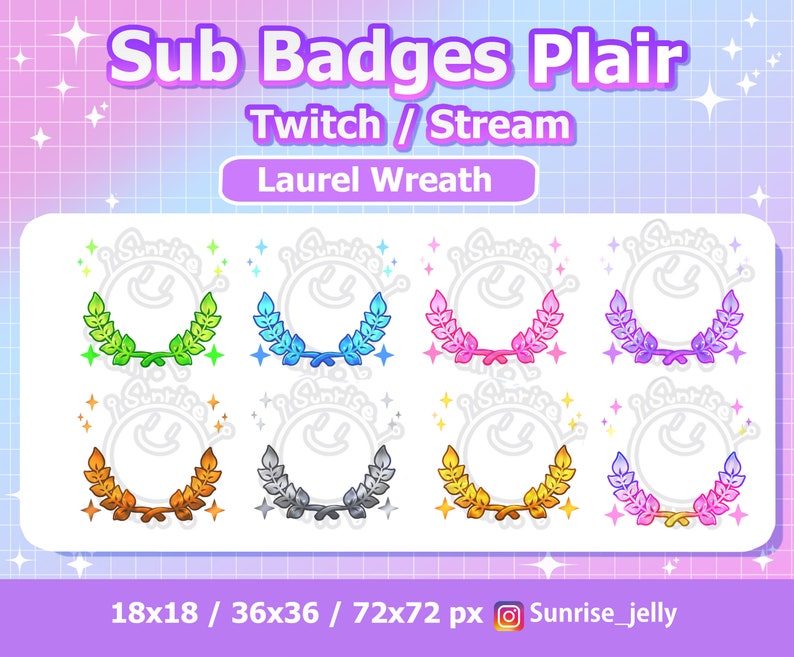 Twitch Sub Badge Flair Laurel Wreath Flair Collection / - Etsy