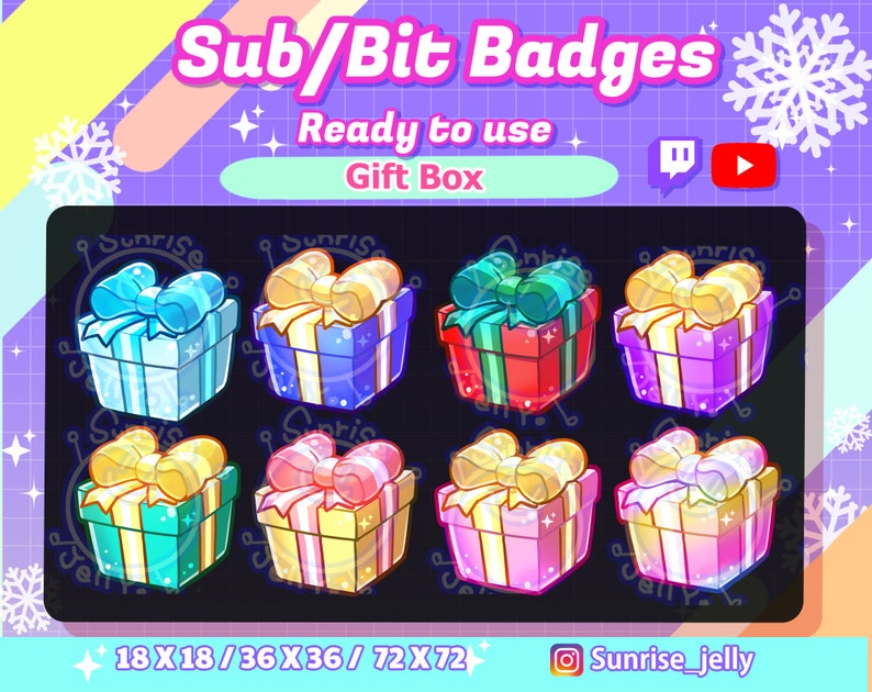 Twitch Sub Badges Gift Box / Bit Badges / Cute / Emote / - Etsy