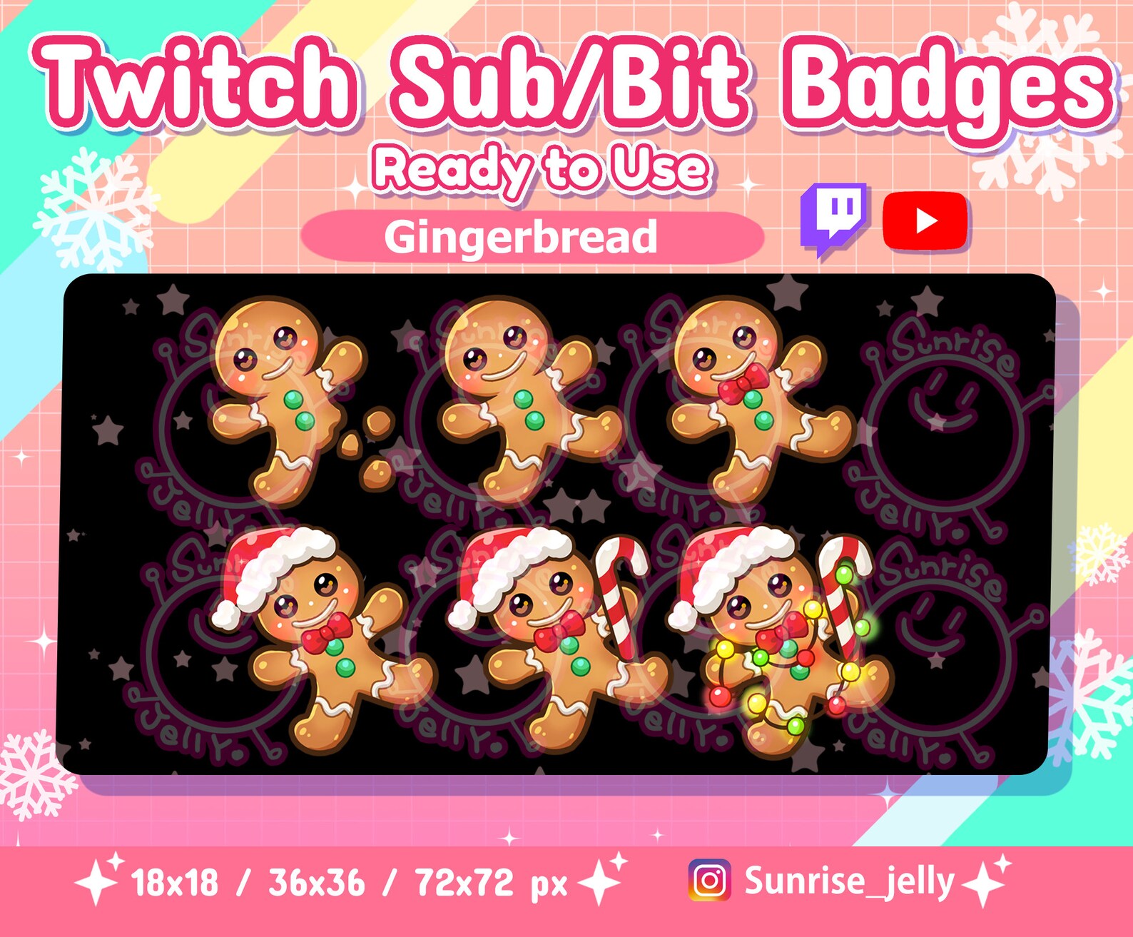 Twitch Sub Badges Ginger Bread / Bit Badges / Cute / Emote / - Etsy