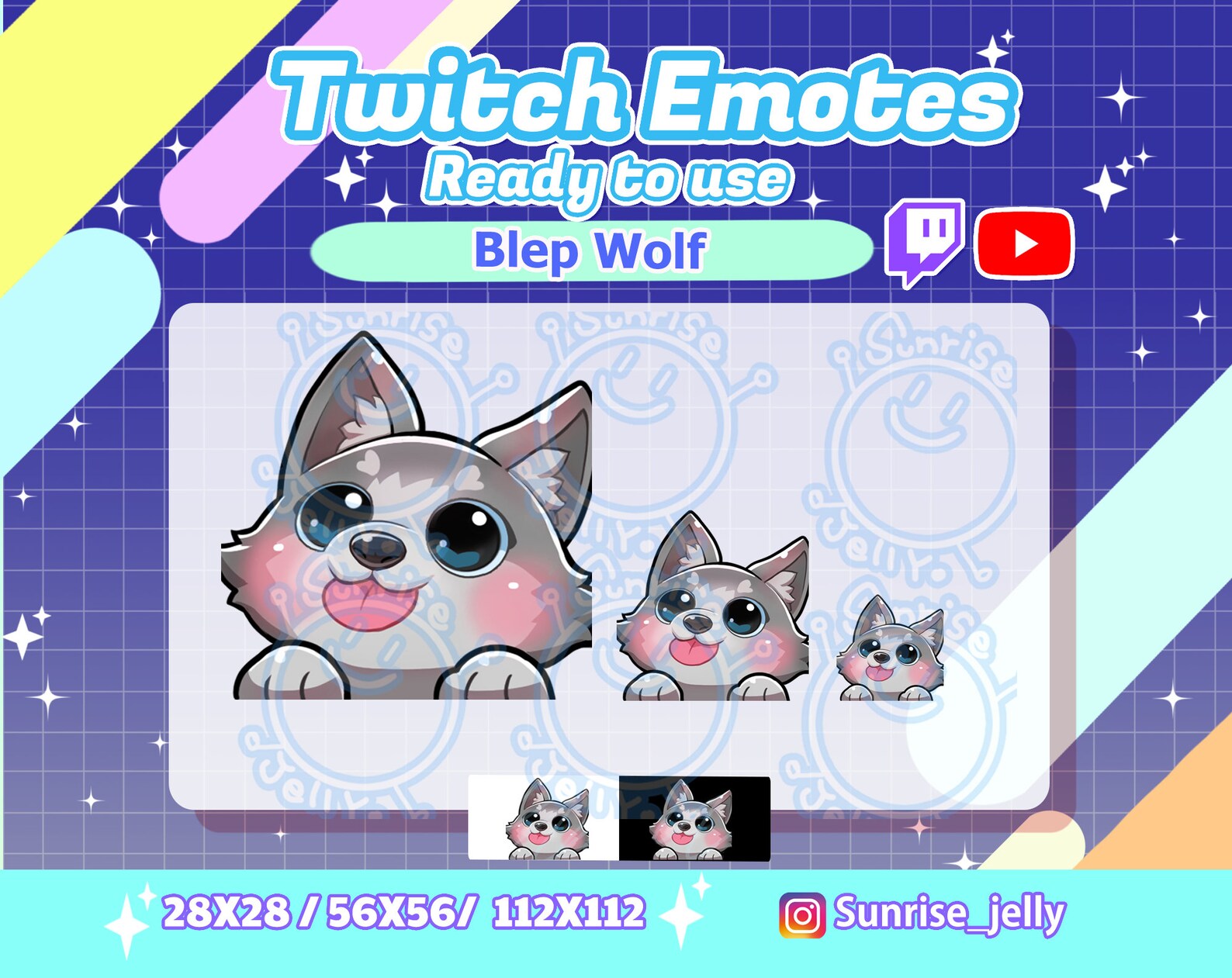 Twitch Emotes Blep Gray Wolf / Twitch Emotes Pack / Streamers - Etsy