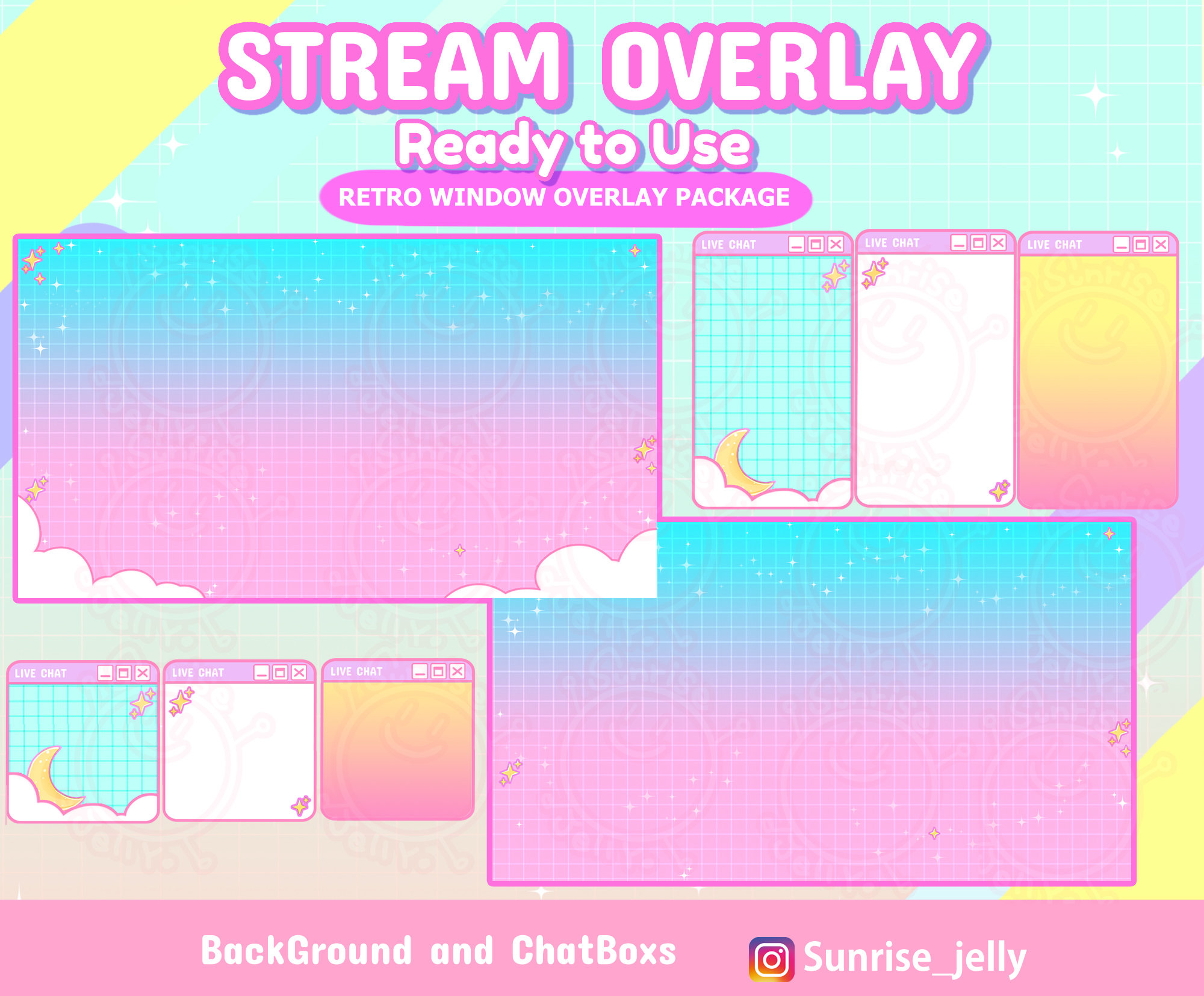 Twitch Stream Overlay Package / Retro Moon Windows Theme / - Etsy