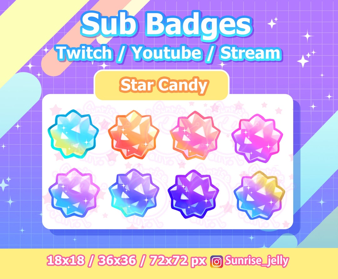 Twitch Sub Badges - Sky Star Candy / Bit Badges / Emote / Cute Sub ...
