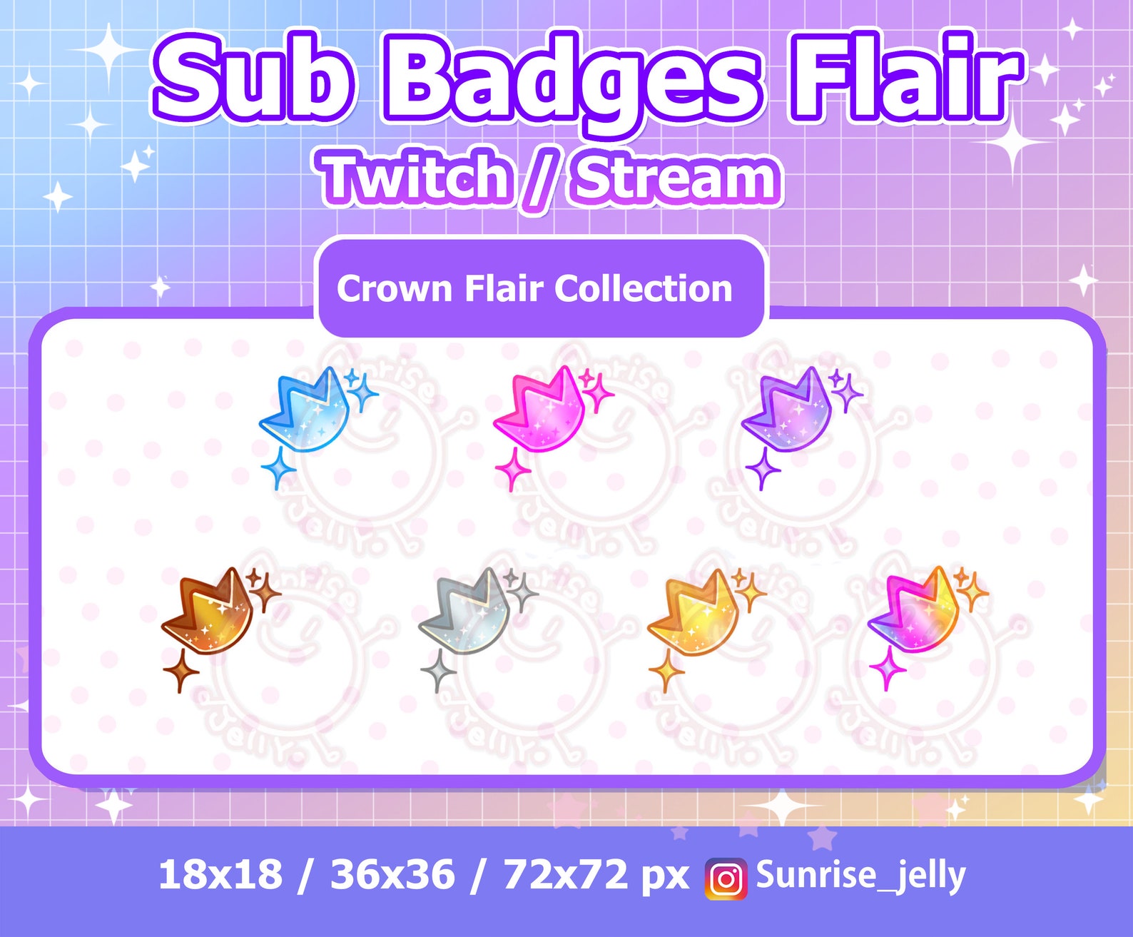 Twitch Sub Badge Flair Crown Flair Collection / Kawaii / | Etsy Canada