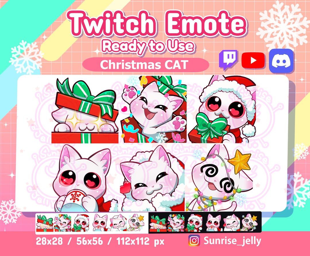 Christmas Twitch Emotes White Cat / Red Eyes / Kitty / Cats / Emotes ...
