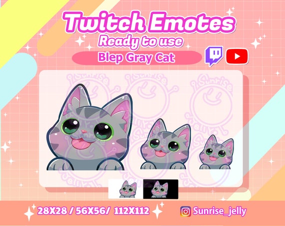 Twitch Emotes Blep Gray Cat / Green Eye / Kitty / Cats / | Etsy