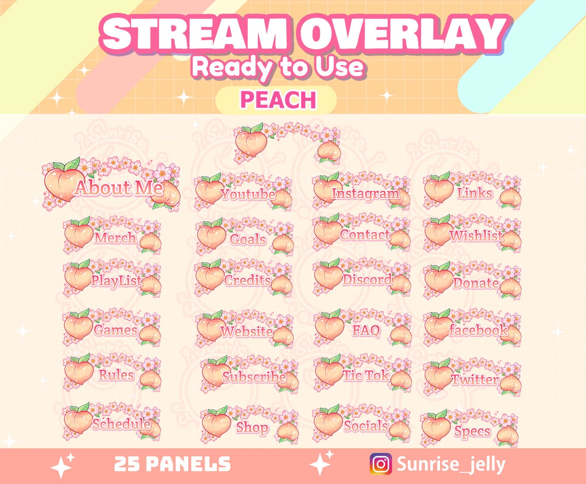 Twitch PEACH Stream Overlay Package / Streamer Graphics / - Etsy