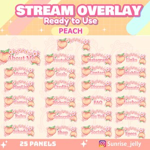 Twitch PEACH Stream Overlay Package / Streamer Graphics / Kawaii ...