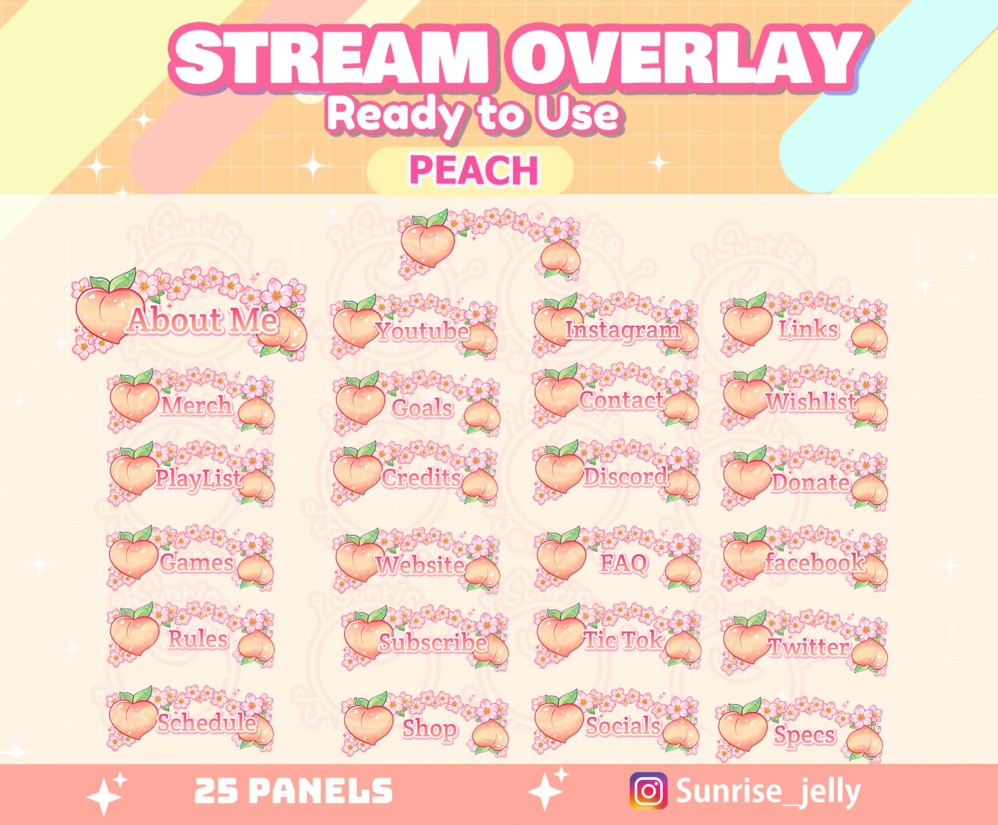 Twitch PEACH Stream Overlay Package / Streamer Graphics / - Etsy