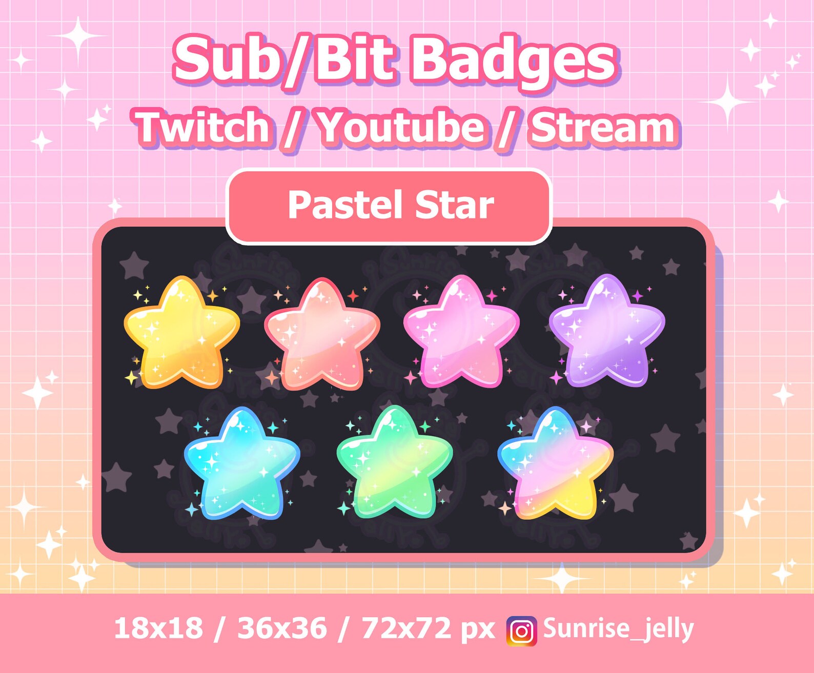 Twitch Sub Badges Pastel Star / Rainbow / Bit Badges / Emote | Etsy