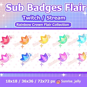 Twitch Sub Badge Flair - Rainbow Crown Flair Collection / Kawaii ...