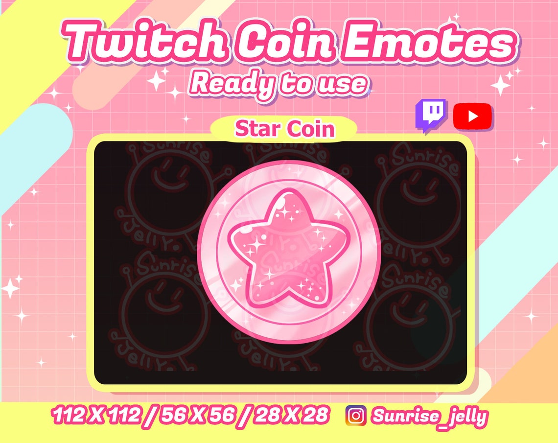 Twitch PINK STAR Coin Emote / Channel Point / Pastel / Badges - Etsy