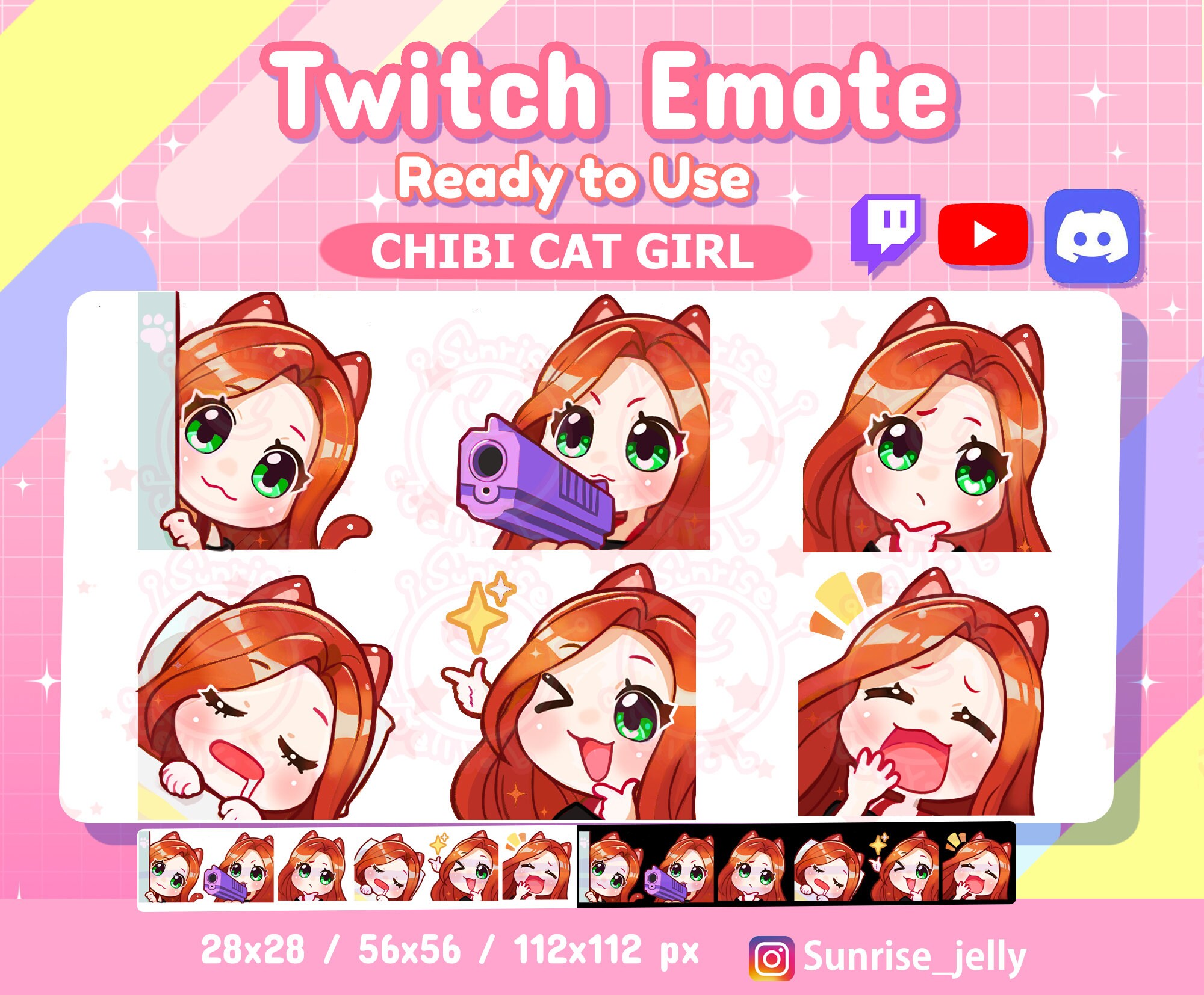Twitch Emotes / Red Hair Green Eyes / Chibi Girl / Twitch | Etsy