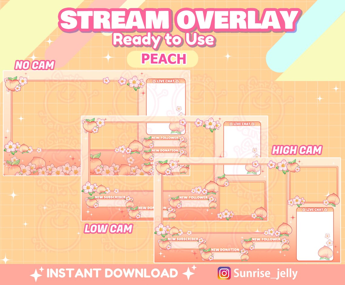 Twitch Peach Stream Overlay / Streamer Graphics / Kawaii / - Etsy UK