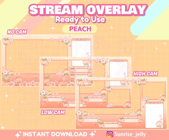 Twitch Peach Stream Overlay / Streamer Graphics / Kawaii / | Etsy