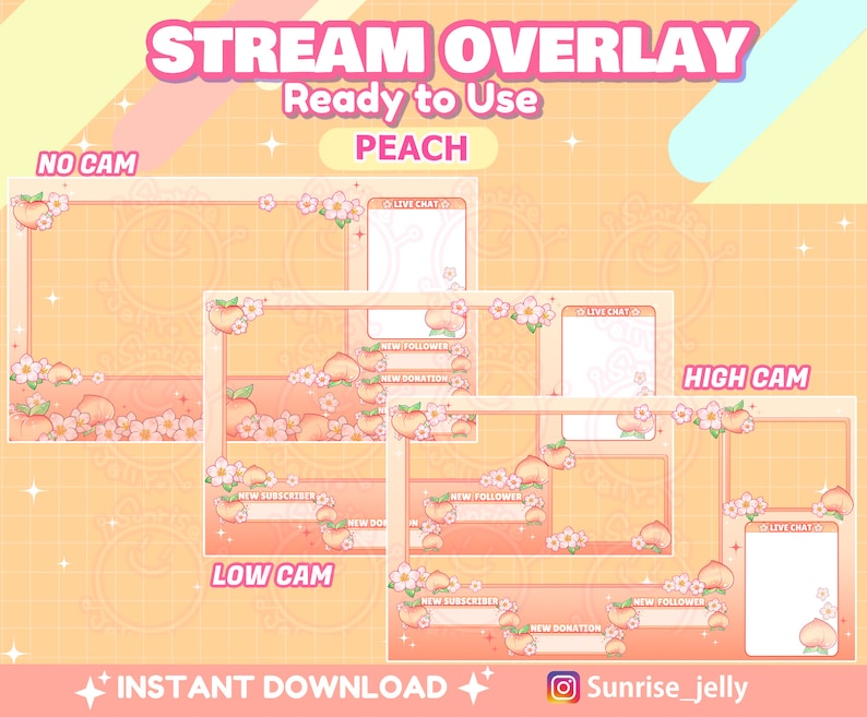 Twitch Peach Stream Overlay / Streamer Graphics / Kawaii / | Etsy
