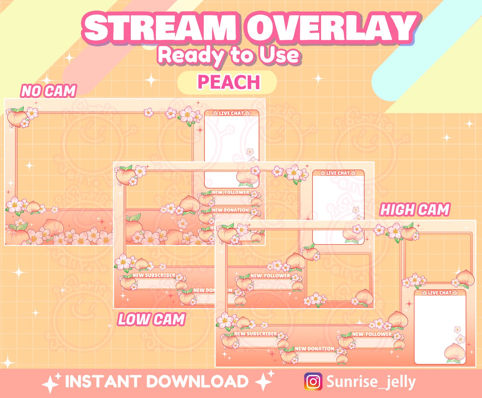 Twitch PEACH Stream Overlay Package / Streamer Graphics / - Etsy