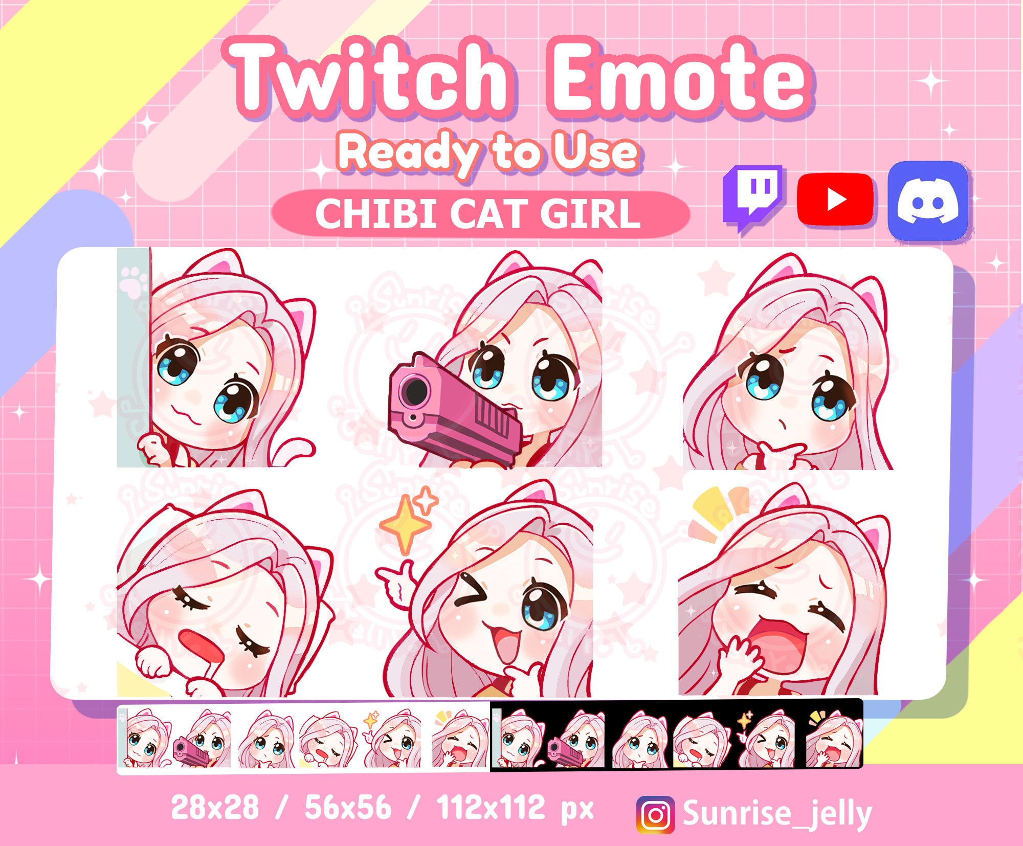 Twitch Emotes / White Hair Blue Eyes / Chibi Girl / Twitch - Etsy UK