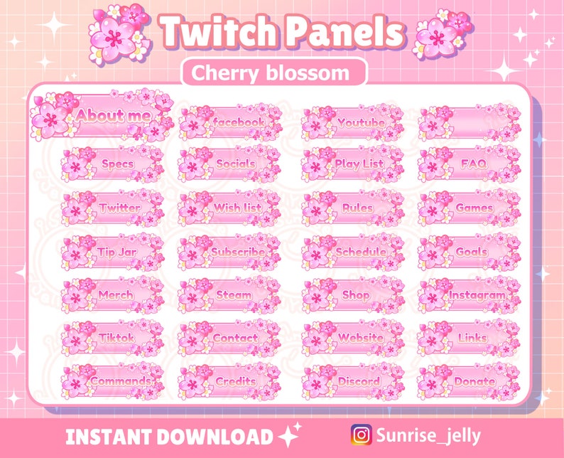 Cute Cherry Blossom Twitch Panels / Kawaii / Streamer / Pastel - Etsy