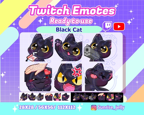 Twitch Emotes Gato negro / Gatito / Gatos / Twitch emotes | Etsy España