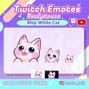 Twitch Emotes Blep White Cat / Kitty / Cats / Twitch Emotes Pack ...