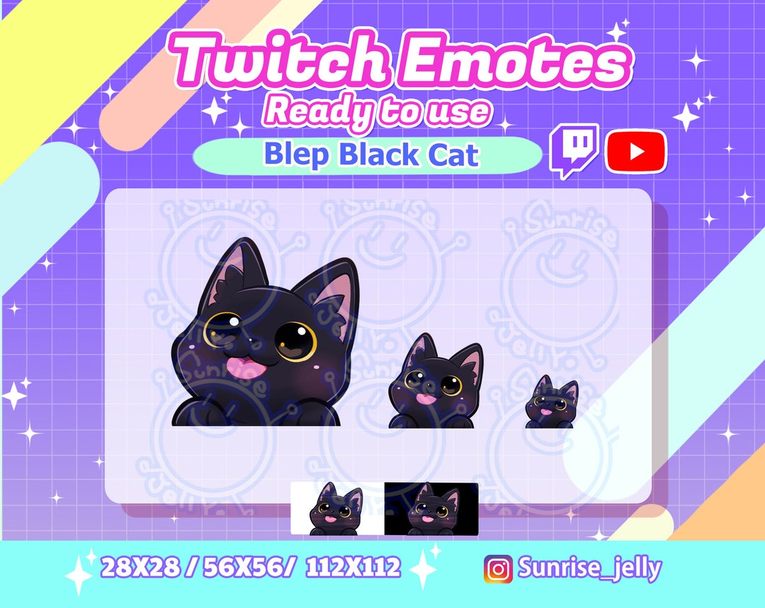 Twitch Emotes Blep Black Cat / Kitty / Cats / Twitch Emotes Pack ...