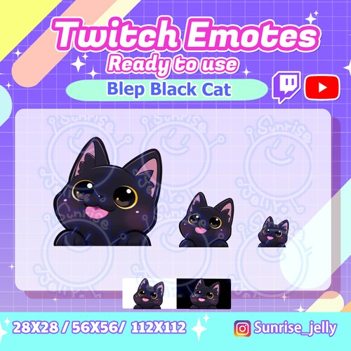 Twitch Emotes Blep Black Cat / Kitty / Cats / Twitch Emotes - Etsy