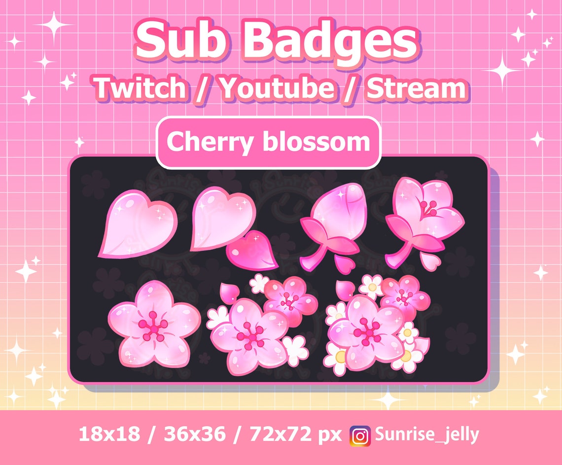 Twitch Sub Badges Cherry Blossom / Bit Badges / Cute Sub | Etsy Australia