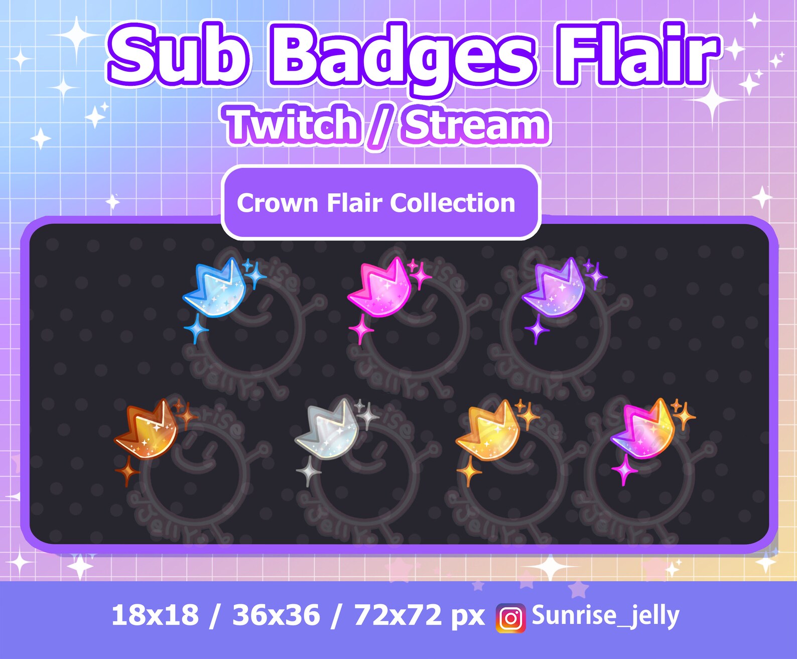 Twitch Sub Badge Flair Crown Flair Collection / Kawaii / - Etsy