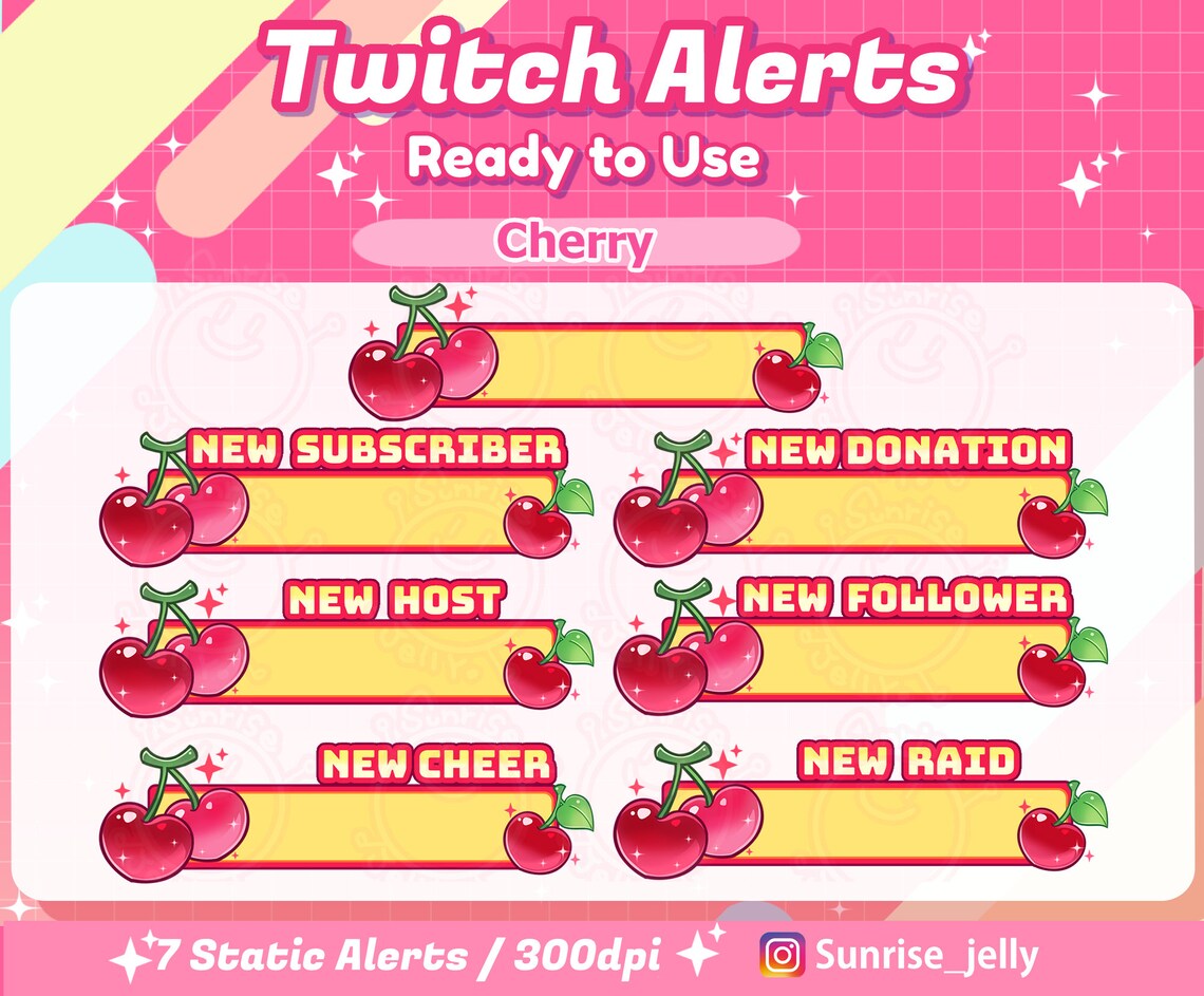 Twitch Cherry Pop up Box Static Alerts / New Follower / - Etsy