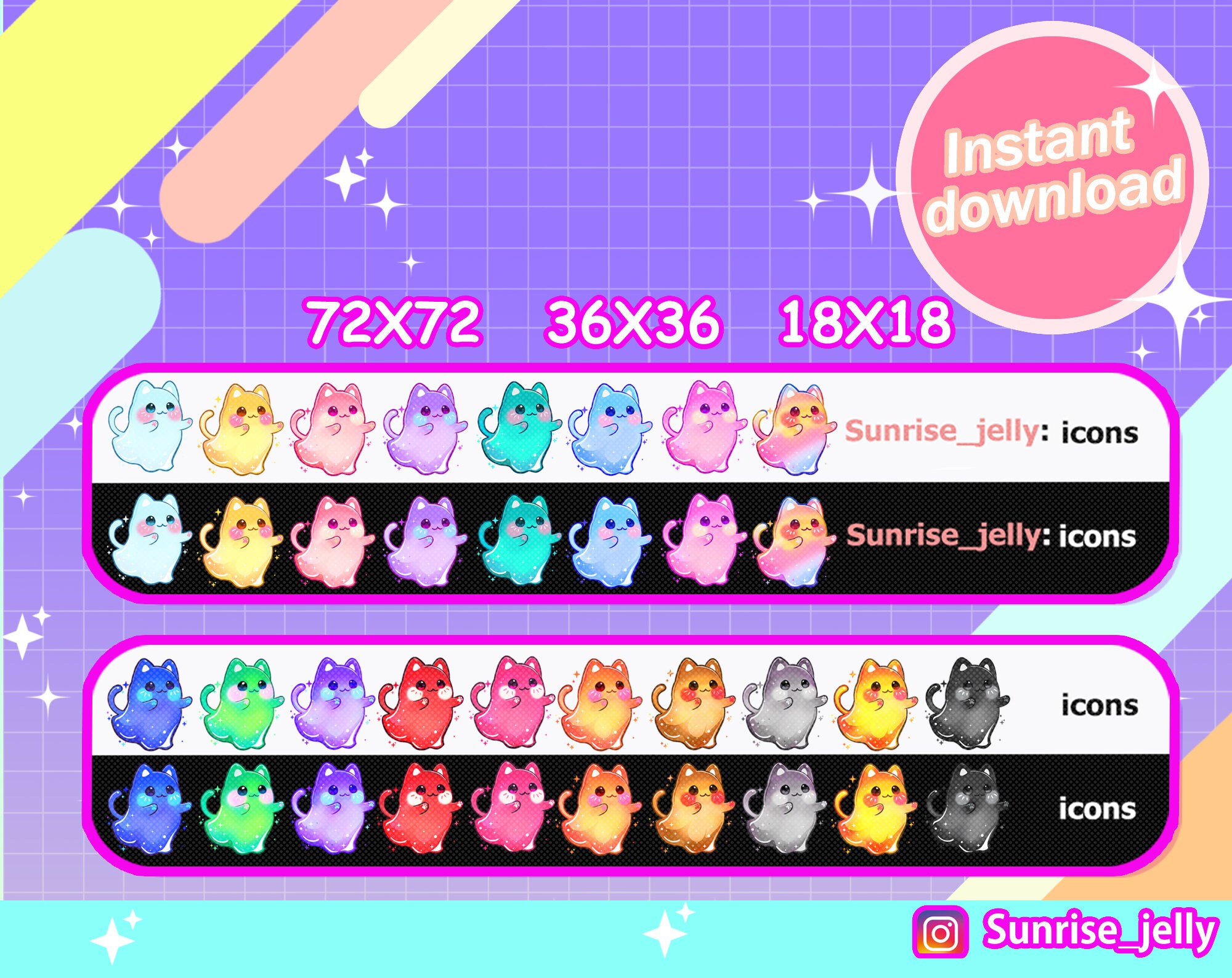 Drawing & Illustration Emote Collection Rainbow Pastel kitty Streamer ...