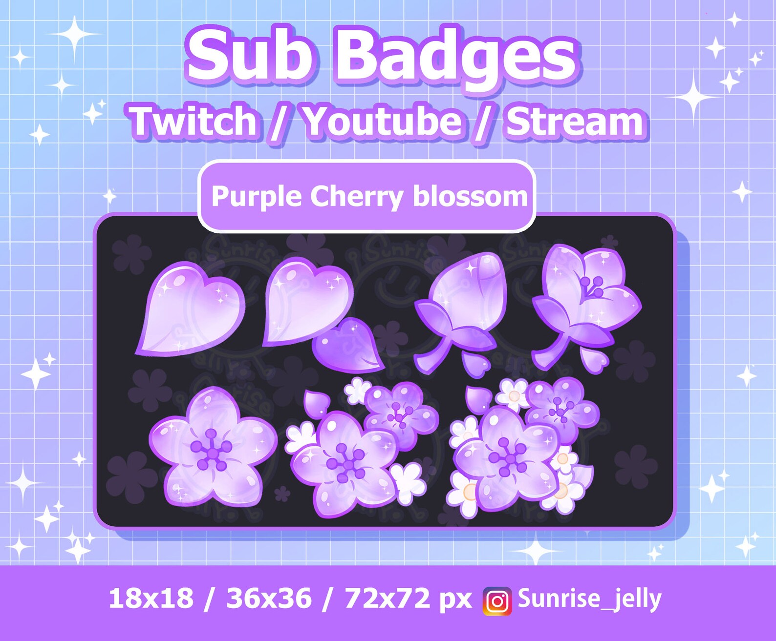 Twitch Sub Badges Purple Cherry Blossom / Bit Badges / Cute | Etsy